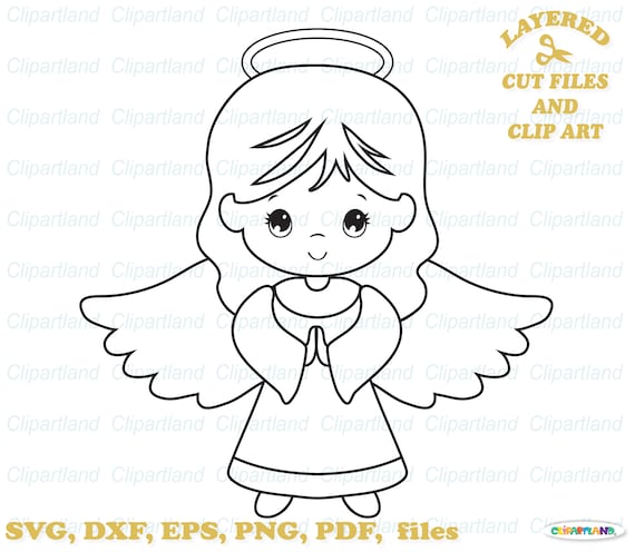 Angel Outline Clip Art Black And White