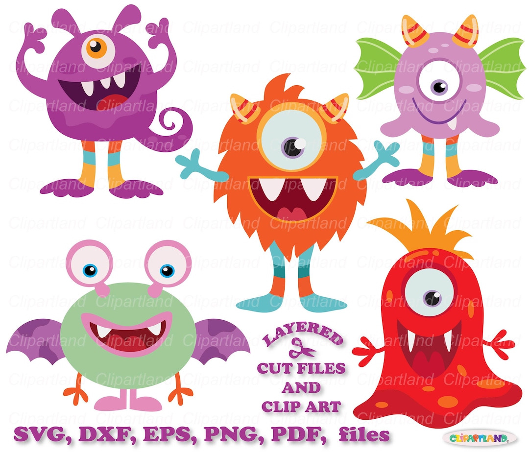 INSTANT Download. Cute Cartoon Monsters Cut Files and Clip Art ...