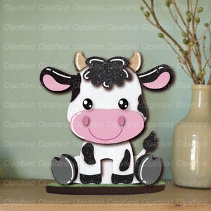 INSTANT Download. Cute Sitting Cow for Laser Cutting. Buildable Cow Svg ...