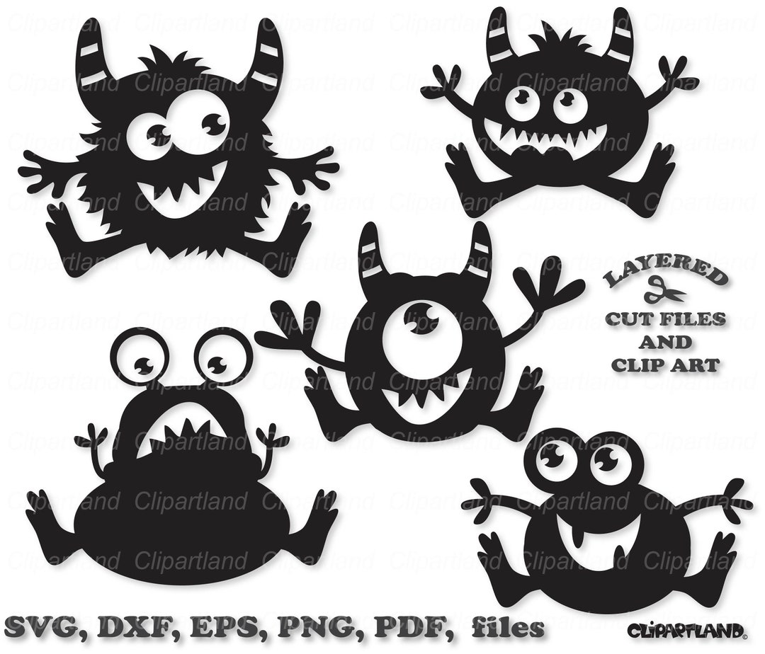 INSTANT Download. Halloween Monsters Silhouette Svg Cut Files and Clip ...