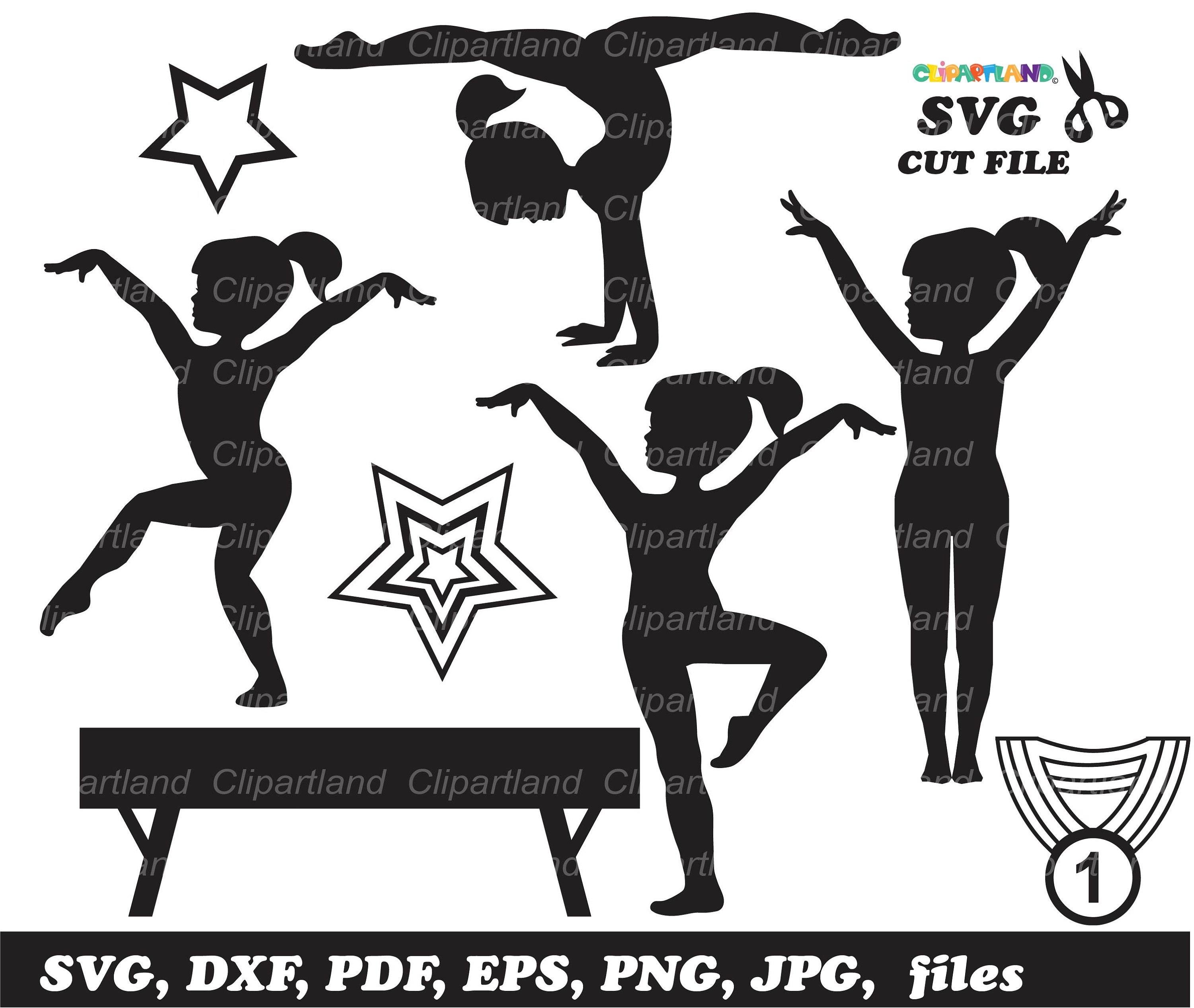 INSTANT Download. Gymnastics Svg Cut Files and Clip Art. G_41. Personal ...