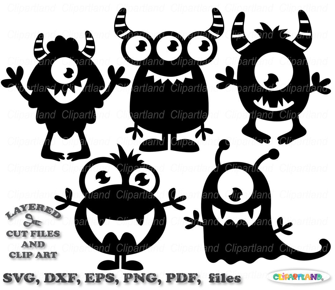 INSTANT Download. Cute Little Monster Silhouette Svg Cut File and Clip ...