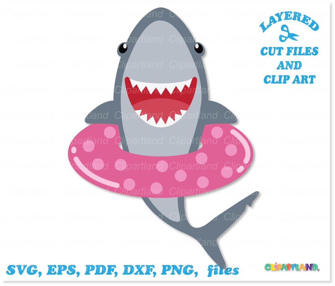 INSTANT Download. Cute Smiling Shark in Pool Cut File and Clip Art ...