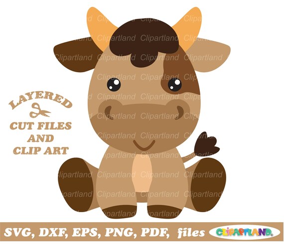 INSTANT Download. Cute Sitting Cow Svg Dxf Cut Files and Clip | Etsy