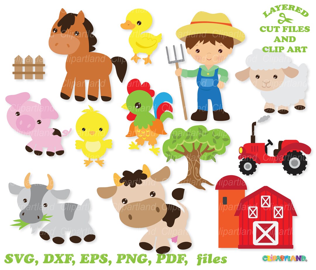 INSTANT Download. Commercial License is Included ! Cute Farm Animals ...