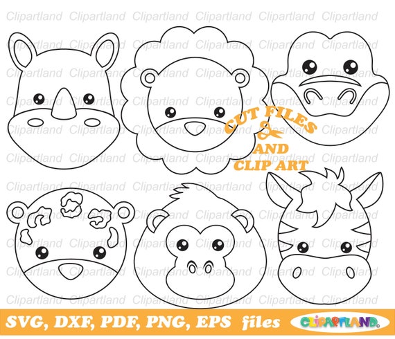INSTANT Download. Jungle Animal Face Svg Cut File and Clip - Etsy