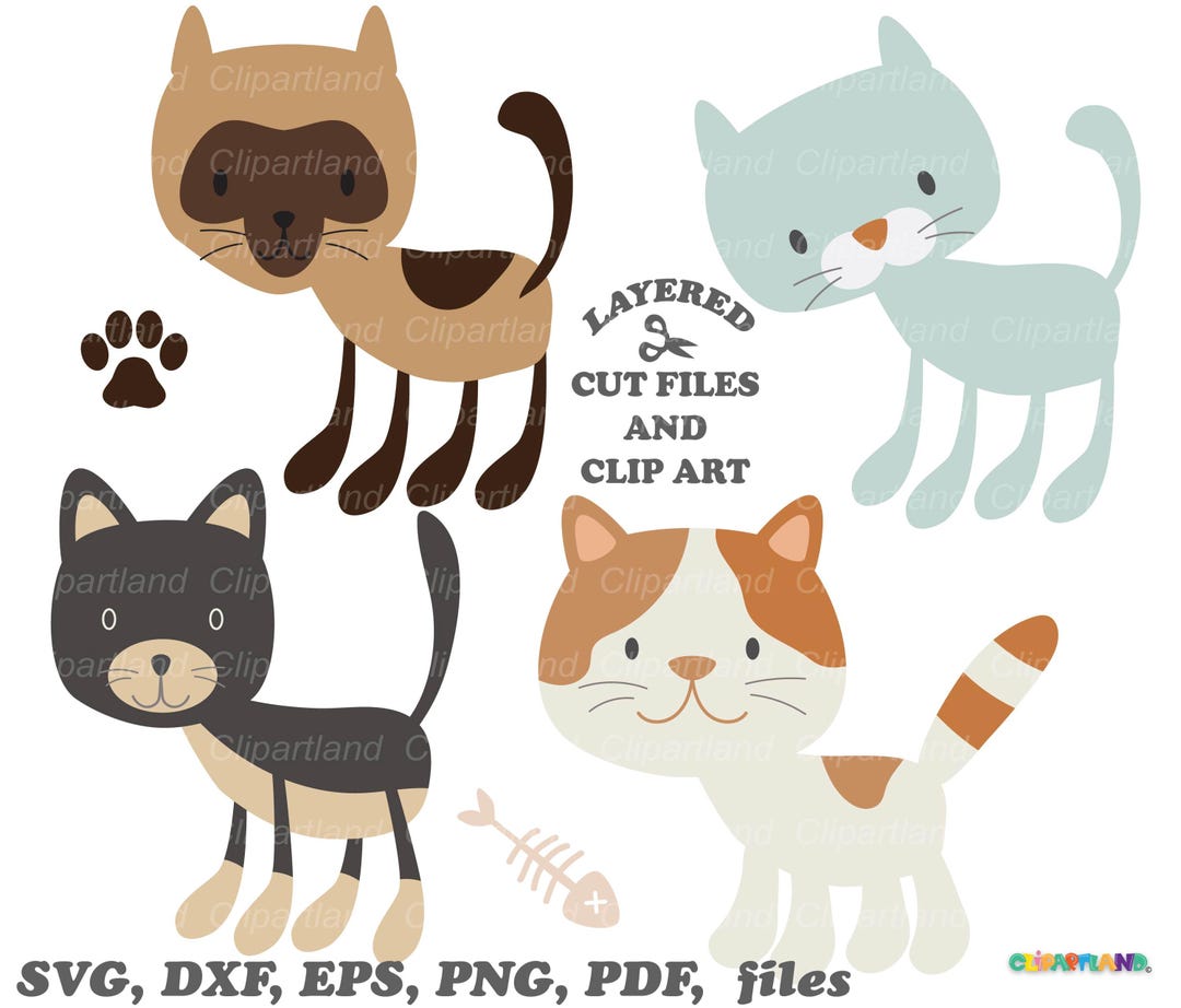 INSTANT Download. Cute Cat Breeds Cut Files and Clip Art. Personal and ...