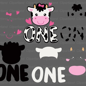 INSTANT Download. First Birthday Cow One Svg Cut File and Clip Art ...