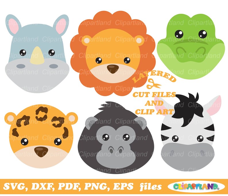 INSTANT Download. Jungle Animal Face Svg Cut File and Clip - Etsy