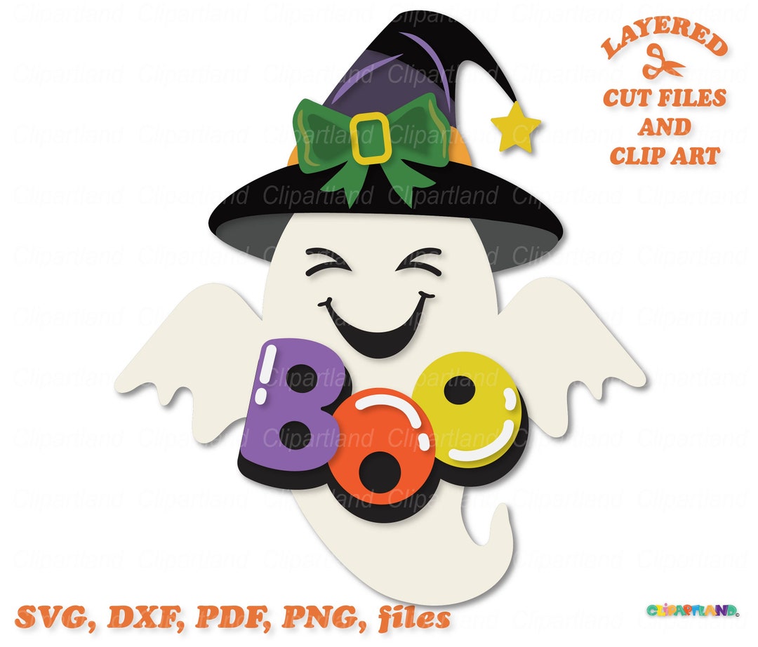 INSTANT Download. Cute Halloween Boo Ghost in Witch Hat Cut File and ...