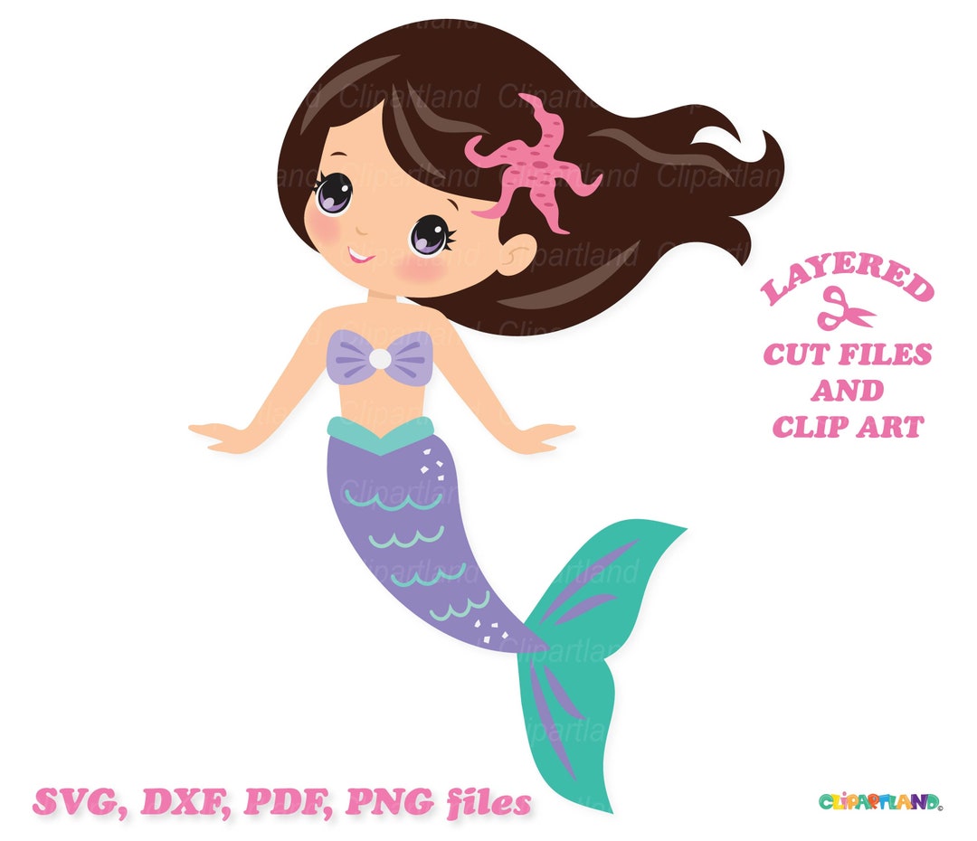 INSTANT Download. Cute Mermaid Cut File and Clip Art. Personal and ...