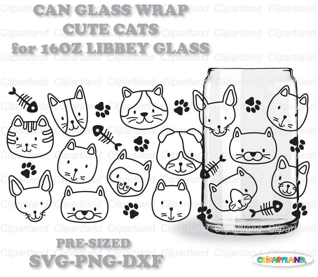 INSTANT Download. Cute Cut Face Libbey Can Glass Wrap Design Svg, Png ...