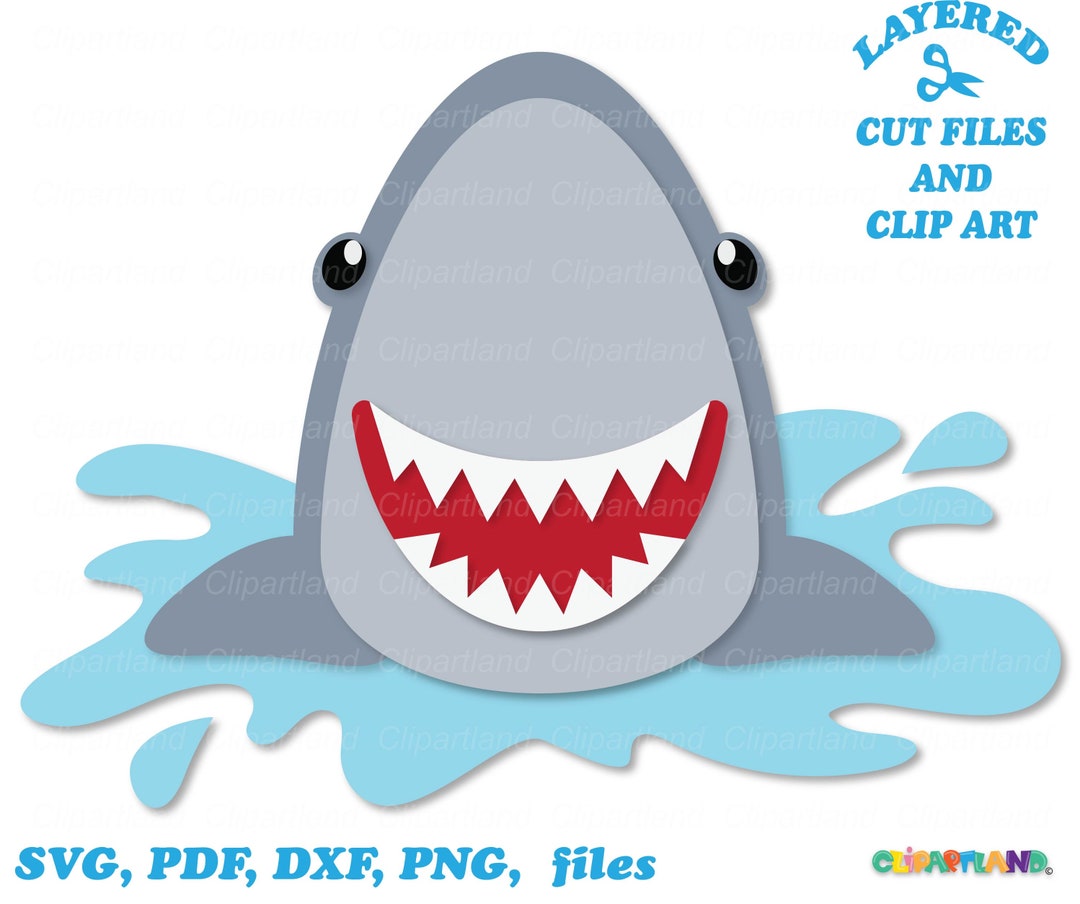 INSTANT Download. Cute Smiling Shark in Water Cut File and Clip Art ...