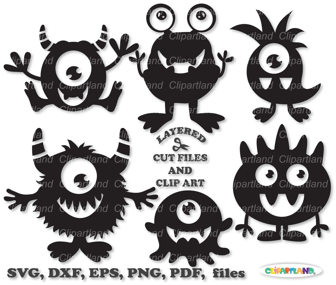 INSTANT Download. Cute Monster Silhouette Svg Cut File and Clip Art ...
