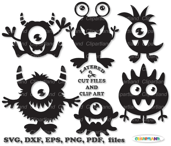 INSTANT Download. Cute Monster Silhouette Svg Cut File and - Etsy