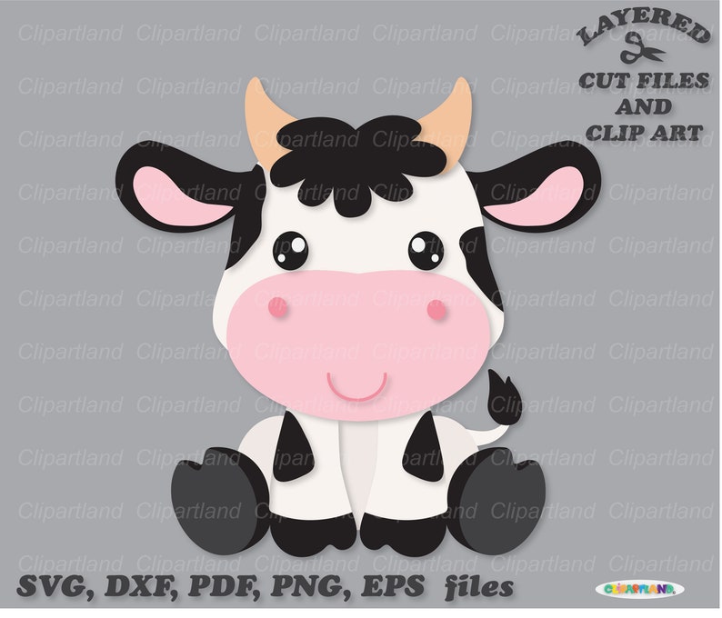 INSTANT Download. Cute Sitting Cow Svg Cut Files and Clip Art. - Etsy