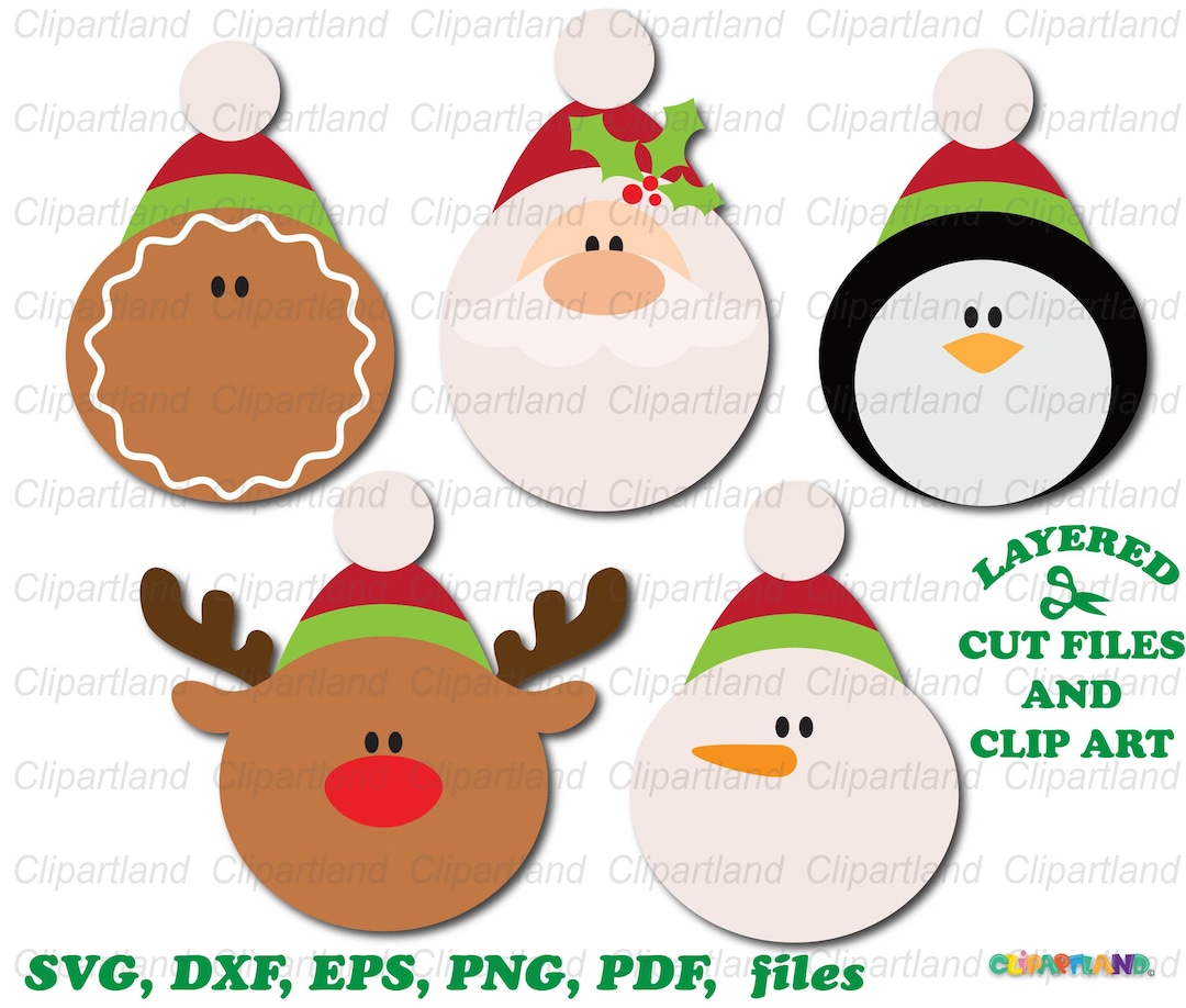 INSTANT Download. Cute Christmas Faces Cut Files and Clip Art. Personal ...