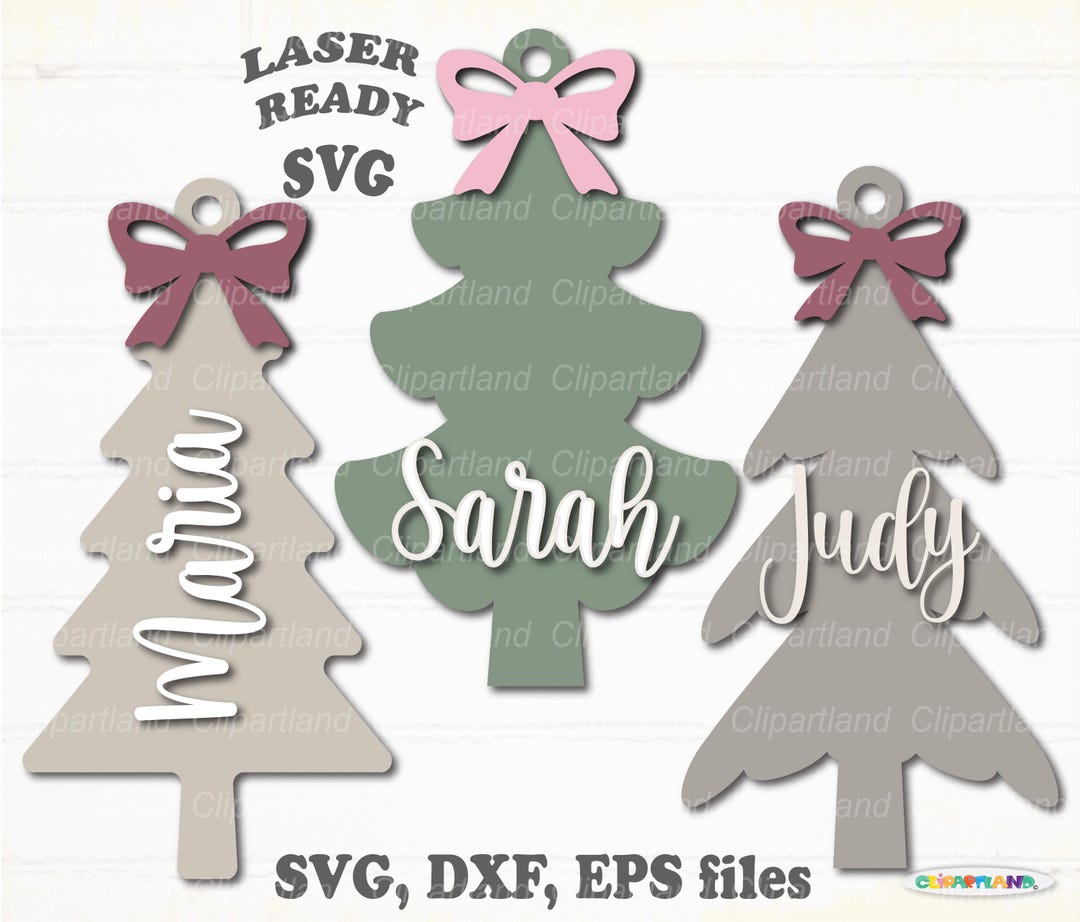Christmas Tree Name Tag Ornaments SVG Bundle (digital Download) - Etsy