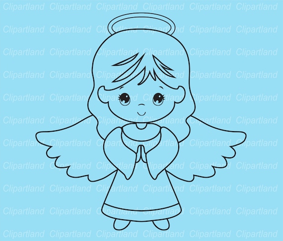 Angel Outline Clip Art Black And White
