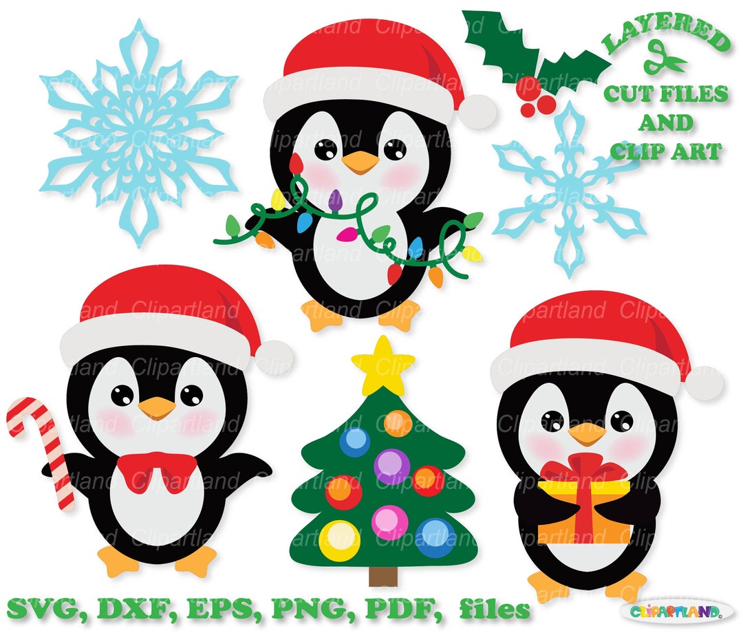 INSTANT Download. Cute Christmas Penguin Cut Files and Clip Art ...