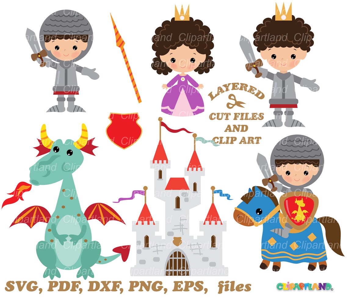 INSTANT Download. Cute Medieval Knight Princess and Dragon - Etsy