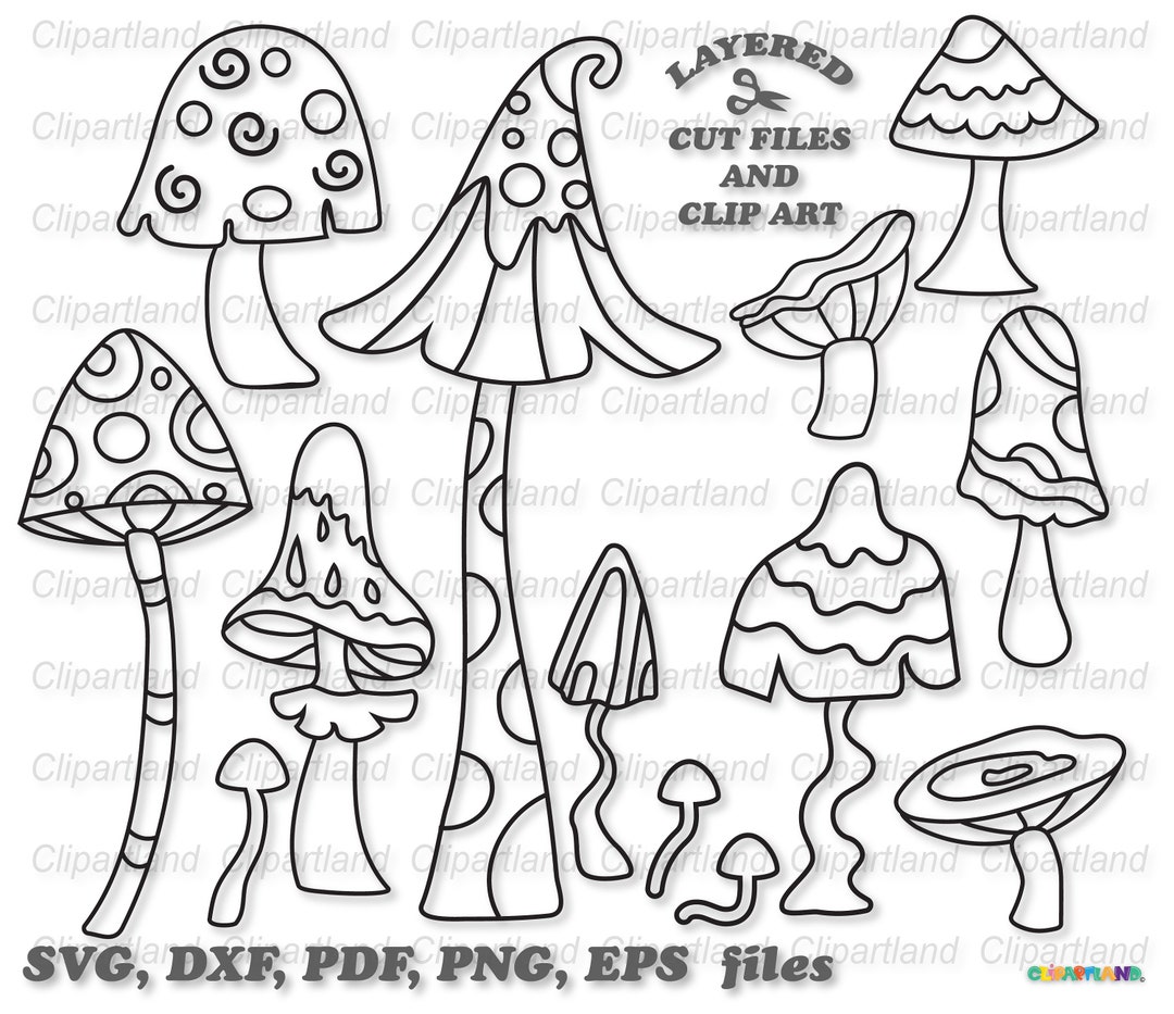 INSTANT Download. Doodle Mushrooms Cut Files and Clip Art. Personal and ...