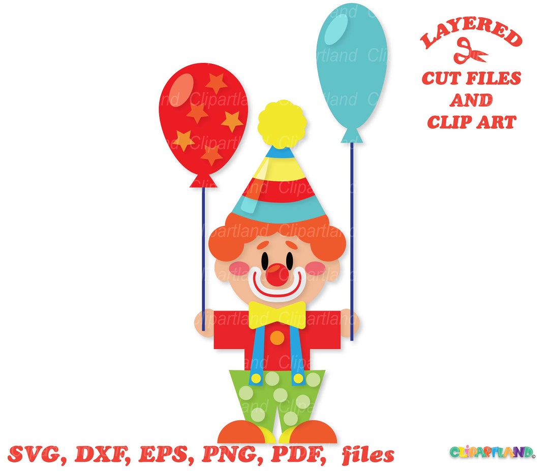 INSTANT Download. Cute Retro Circus Clown Svg Cut File and Clip Art. C ...
