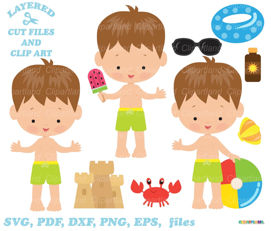 INSTANT Download. Little Boy on the Beach Cut File and Clip Art ...