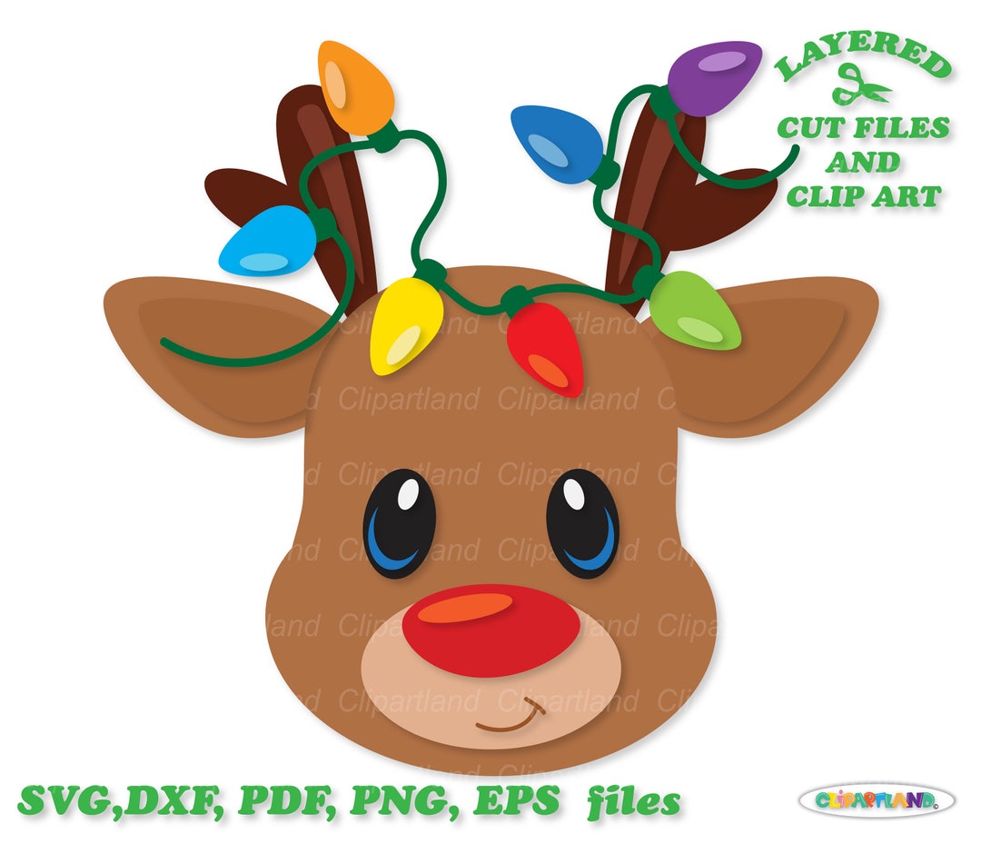 INSTANT Download. Cute Christmas Reindeer Face Svg Cut Files and Clip ...