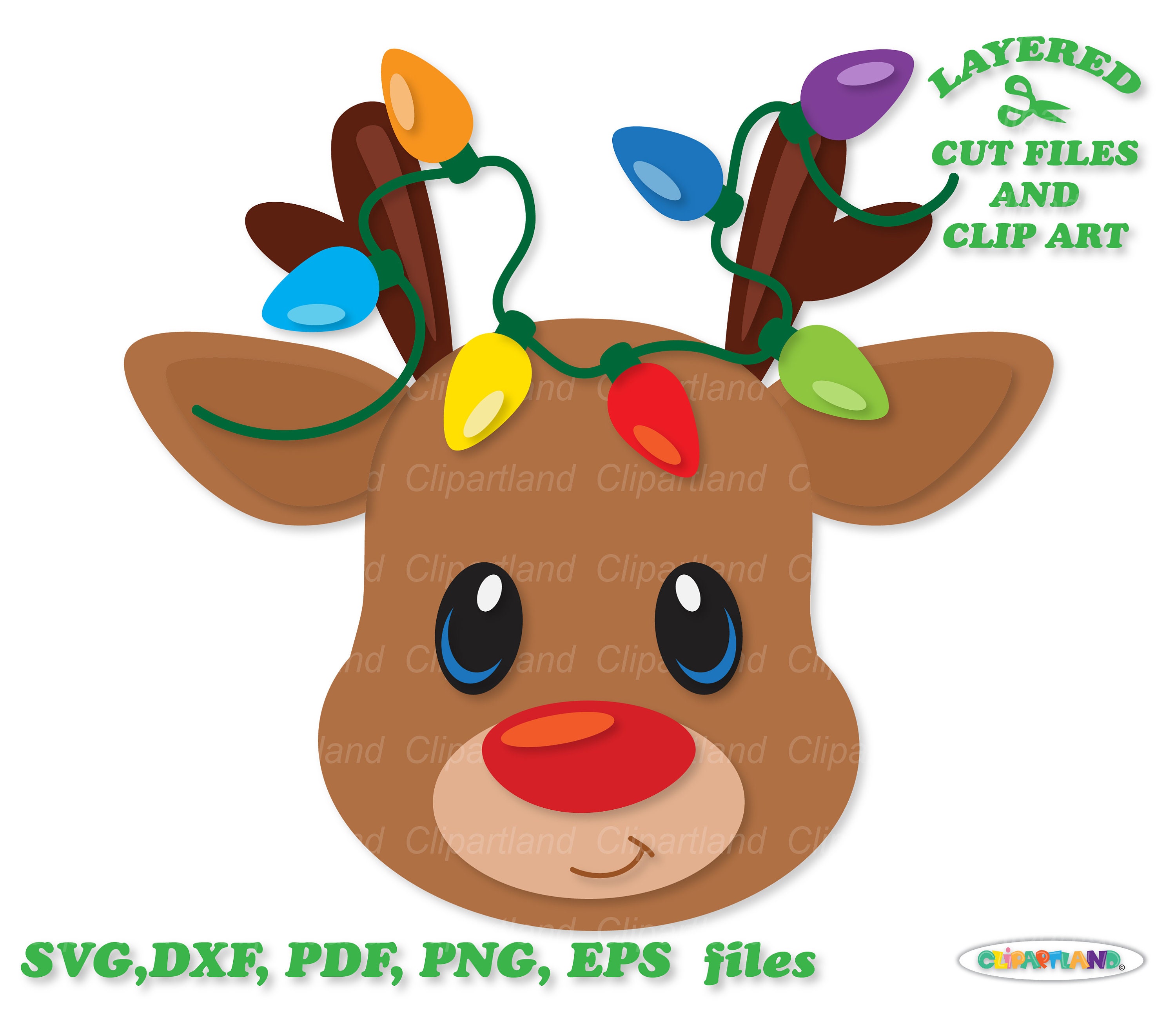Christmas Reindeer Face SVG, Clipart (digital Download) - Etsy