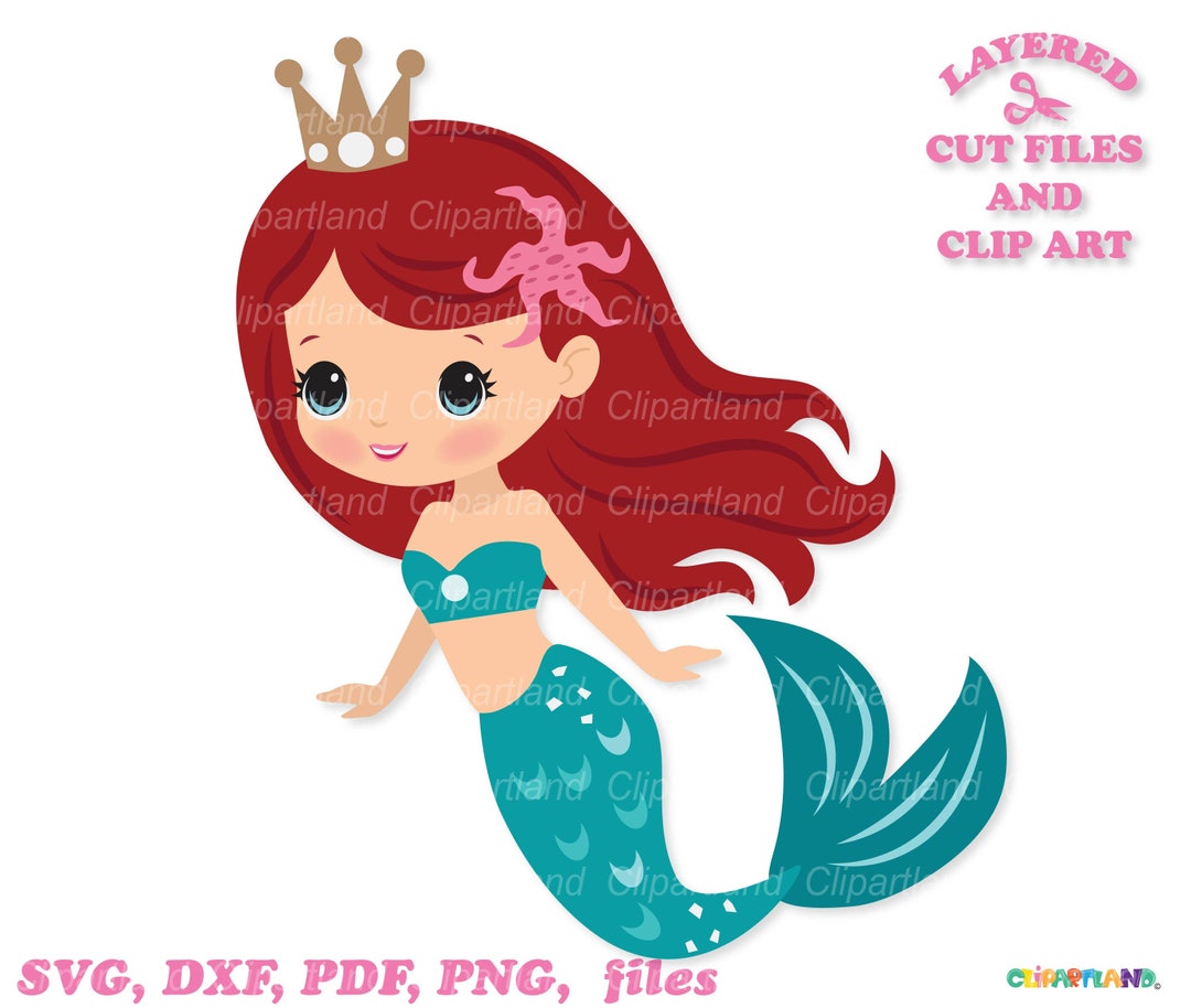 INSTANT Download. Cute Mermaid Cut File and Clip Art. Personal and ...