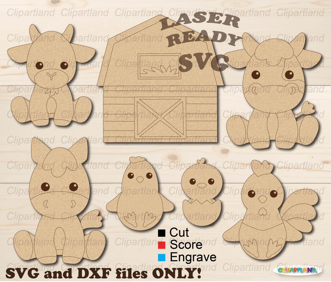 Baby Farm Animals SVG Laser Cut File, DIY Paint Kit (digital Download ...