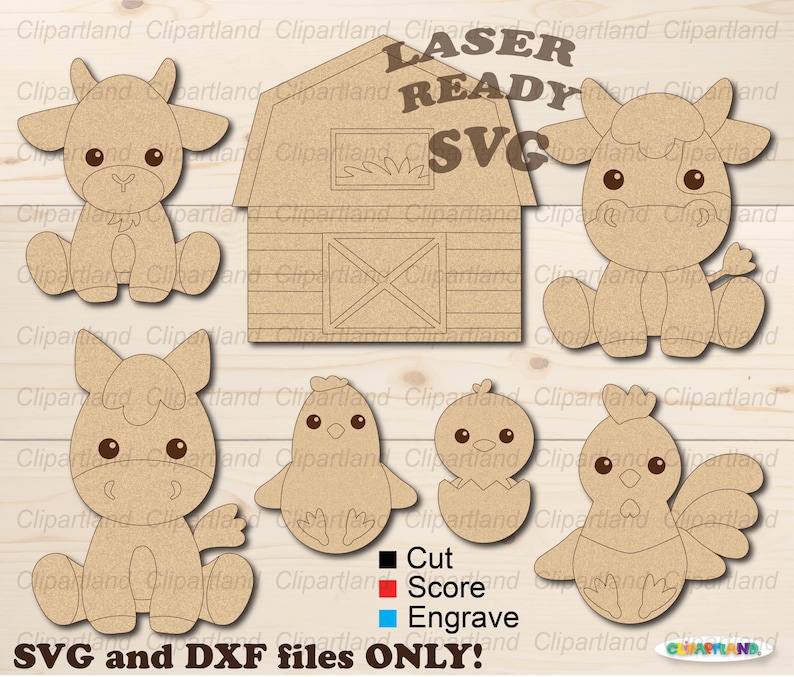 Baby Farm Animals SVG Laser Cut File, DIY Paint Kit (digital Download ...