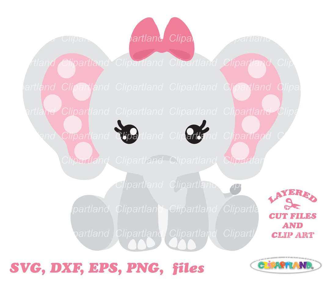 INSTANT Download. Cute Sitting Baby Girl Elephant Svg Cut File and Clip ...