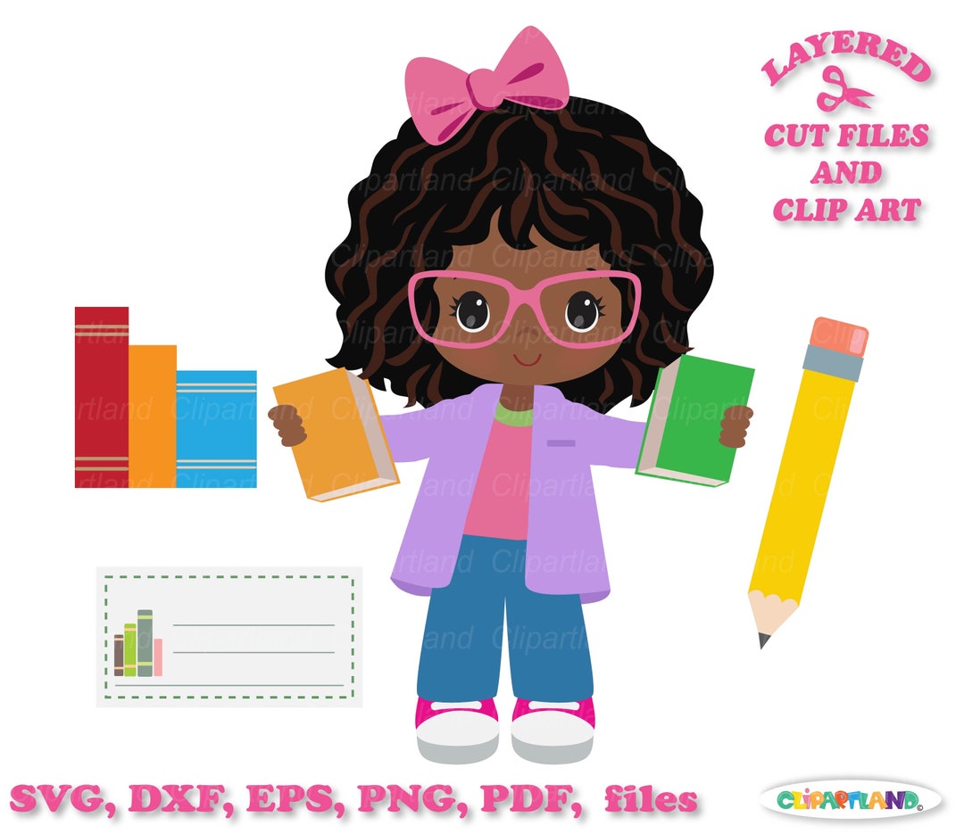INSTANT Download. Cute Librarian Girl Cut File and Clip Art. Personal ...