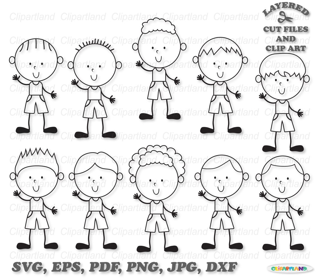 INSTANT Download. Stick Figure Boy Svg Cut Files and Clip Art. Cstb_1 ...