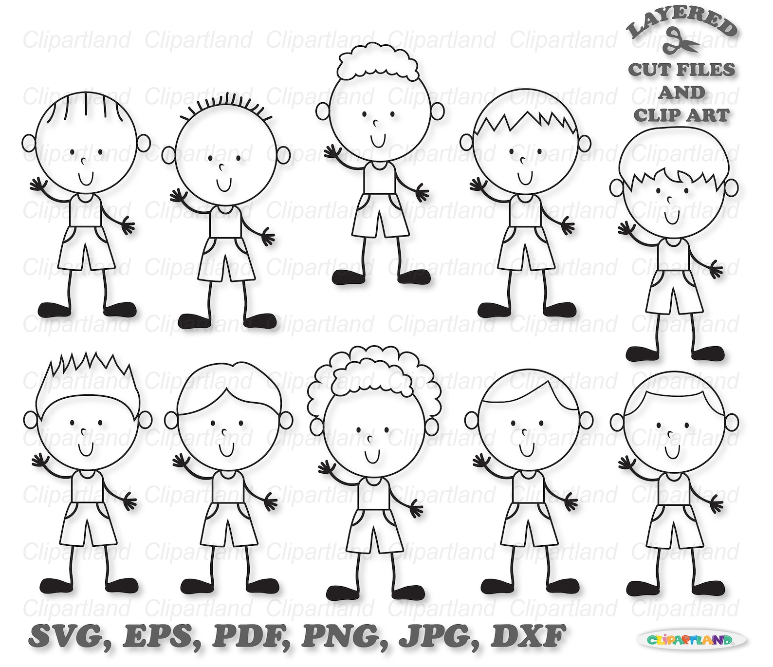INSTANT Download. Stick Figure Boy Svg Cut Files and Clip Art. Cstb_1 ...