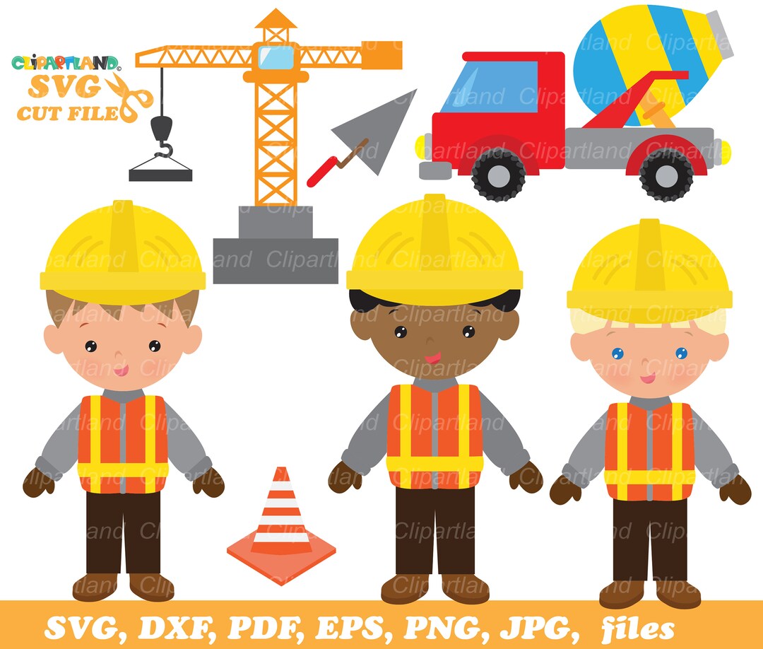 INSTANT Download. Construction Boy Svg Cut Files and Clip Art. Const_3 ...