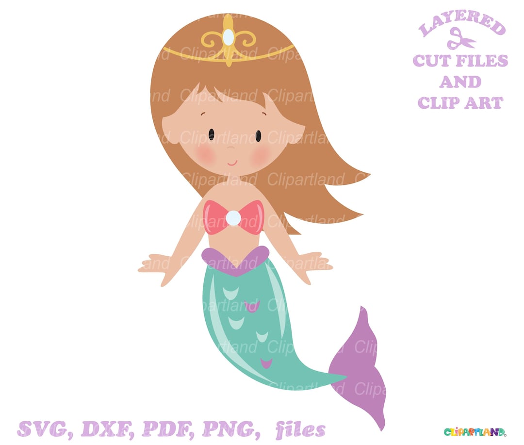 INSTANT Download. Cute Mermaid Cut File and Clip Art. Personal and ...