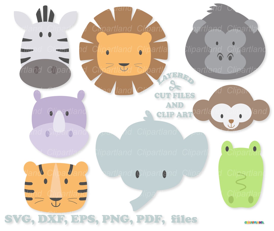 INSTANT Download. Jungle Animal Face Svg Cut File and Clip Art. Jaf_17 ...