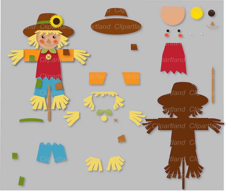 INSTANT Download. Cute Scarecrow Svg Cut File and Clip Art. Commercial ...