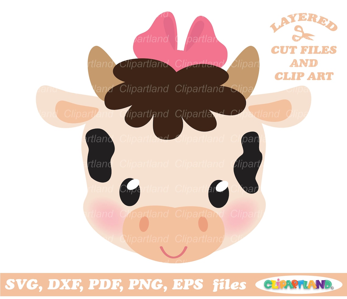 INSTANT Download. Cute Cow Face Cut Files and Clip Art. C_5. - Etsy