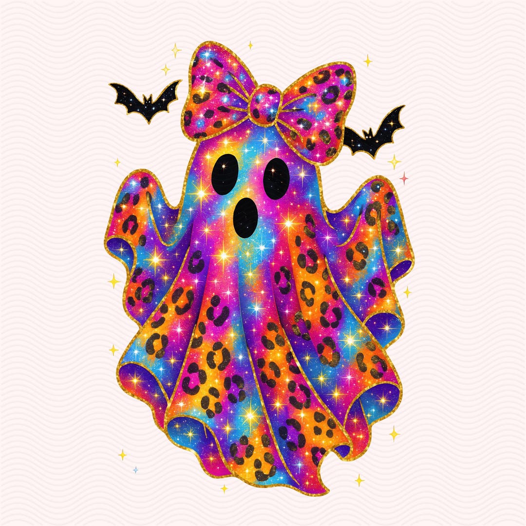 Glitter Leopard Ghost Png, Retro Halloween Png, Spooky Season Png ...