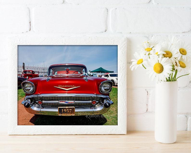 1957 Chevy, Red 57 Chevy Classic Car Wall Art, Red Chevrolet Bel Air ...