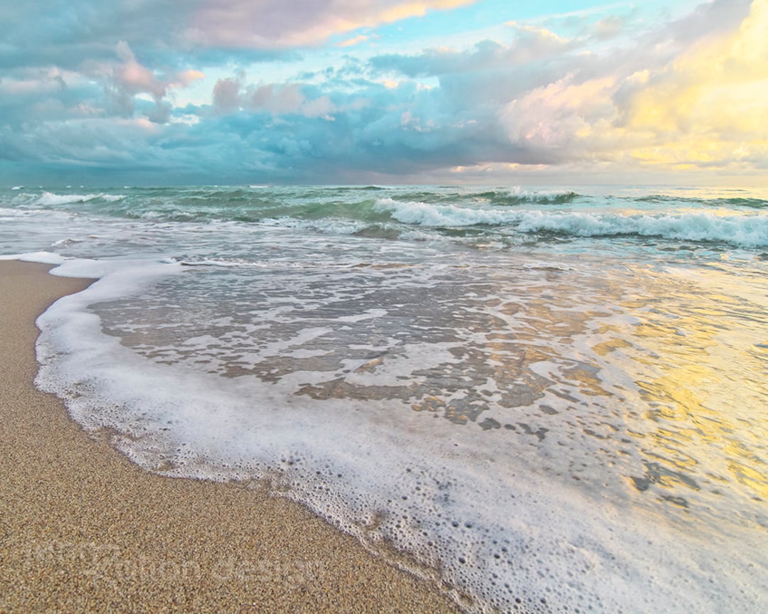 Beach Photography, Beach Sunrise Photo, Ocean Waves, Miami Beach ...