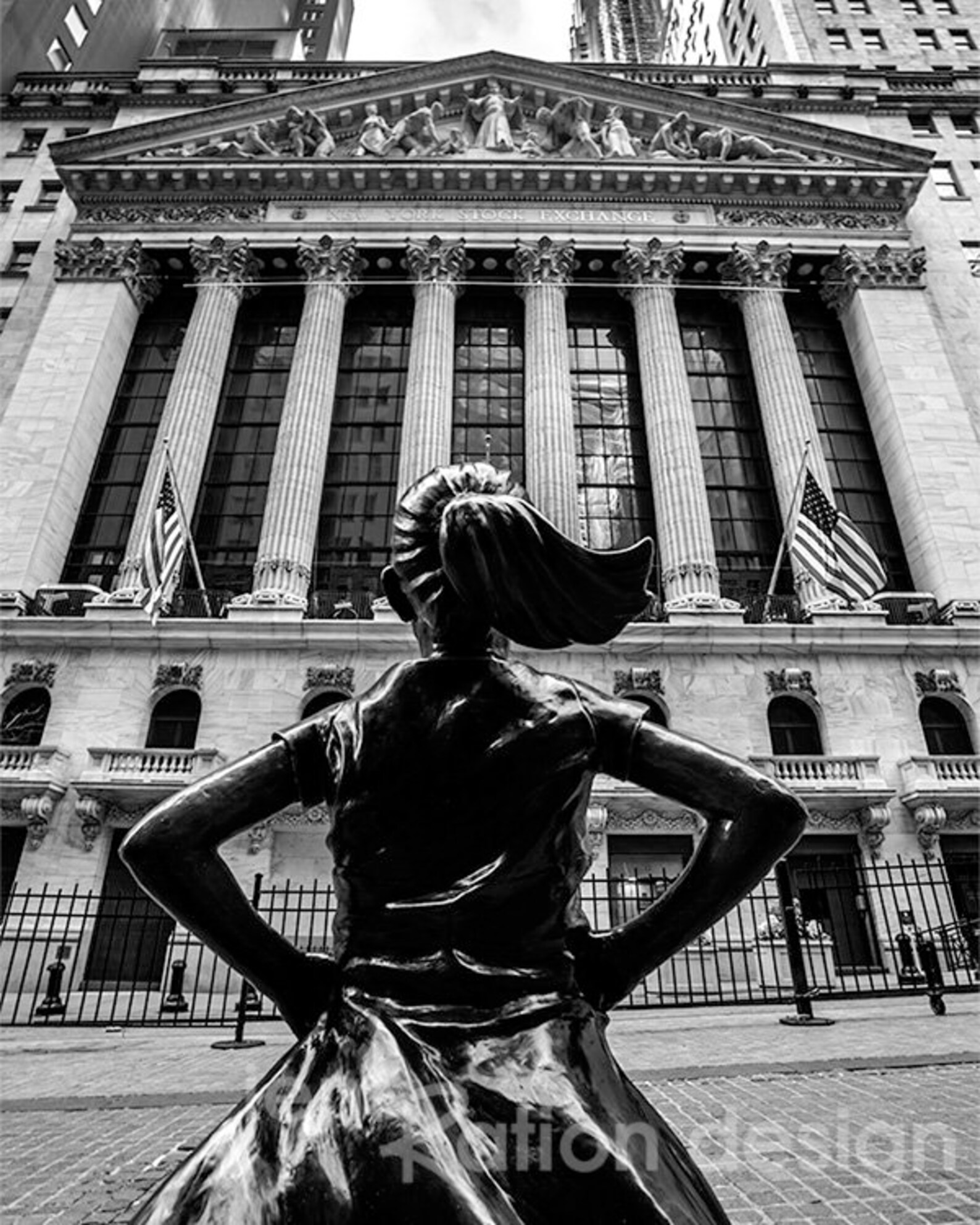 Fearless Girl Art New York Stock Exchange Building Wall | Etsy