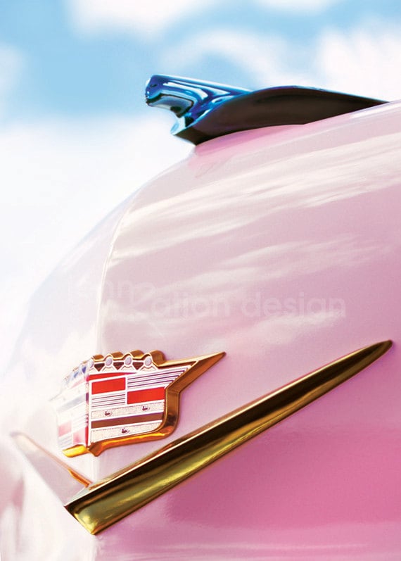 Pink Cadillac Car Photography Pink Caddy Photo Chevron | Etsy