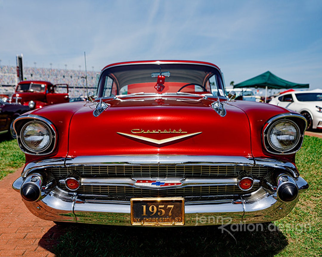 1957 Chevy, Red 57 Chevy Classic Car Wall Art, Red Chevrolet Bel Air ...