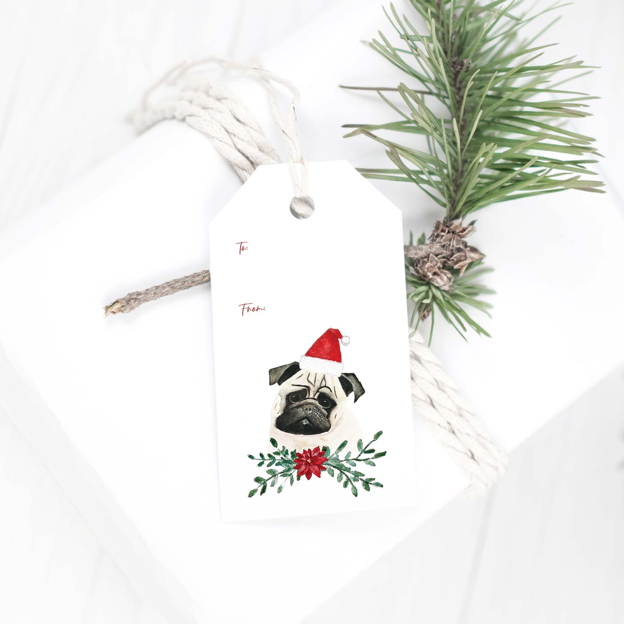 Pug Gift Tag Set of 8 Dog Gift Tags Pug Christmas Gift Tags - Etsy ...