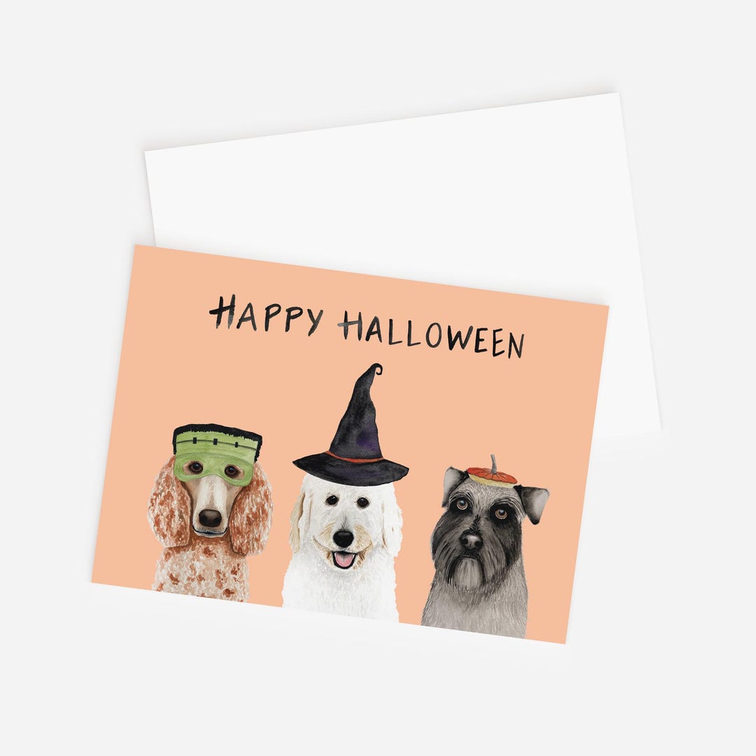 HALLOWEEN CARD, Happy Halloween Dog Card, Fall Greeting Card, Halloween ...